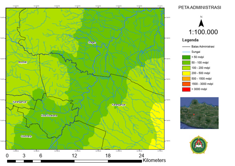 Central Java Administrative Map | PDF