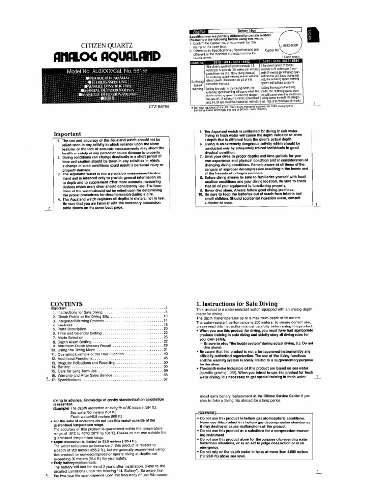 Ctizen Aqualand | PDF