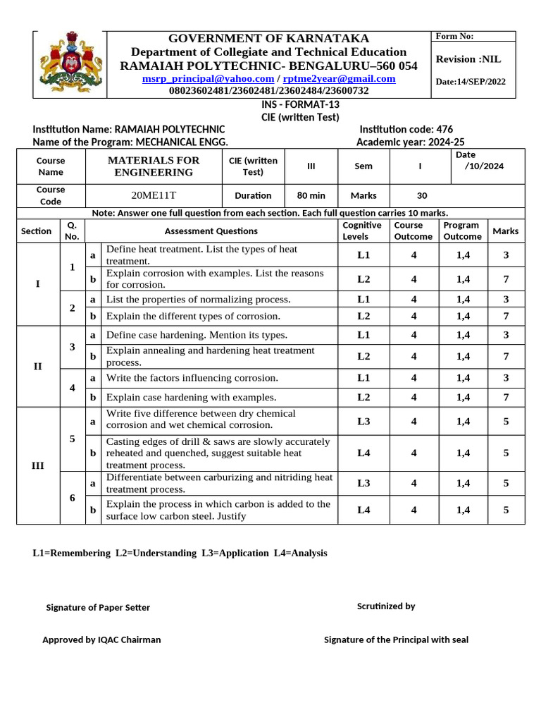MFE CIE 3 | PDF | Heat Treating | Building Materials
