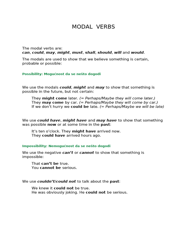 MODAL VERBS - for students | PDF