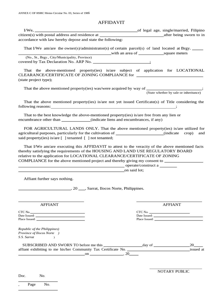 01.k-Affidavit-Of-Consentzoning 5 | PDF | Affidavit | Legal Procedure