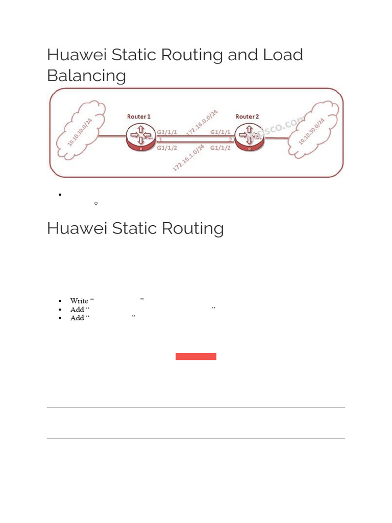 Huawei Static Routing and Load Balancing | PDF