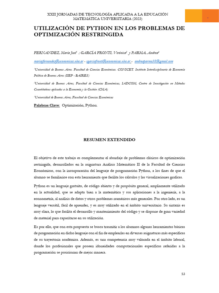 Utilización de Python en Los Problemas de Optimización Restringida | PDF | Determinante | Python ...