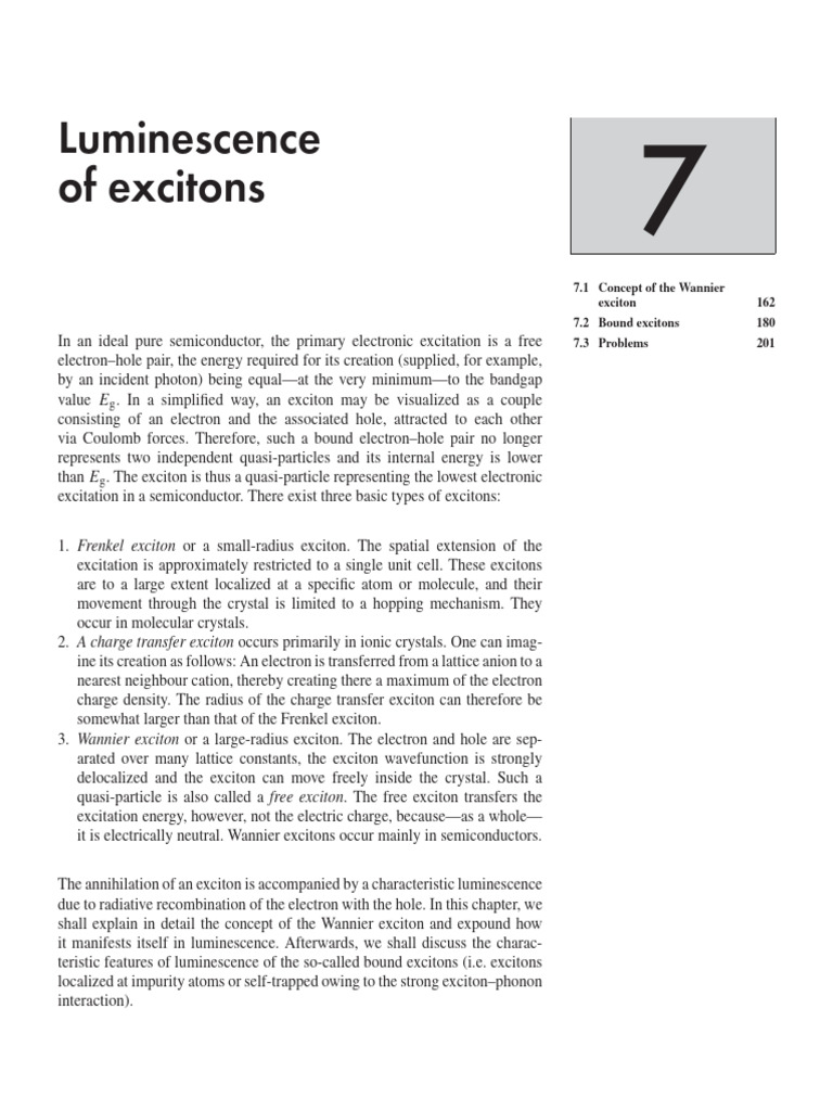 exciton luminescence | PDF | Electron | Quantum Mechanics