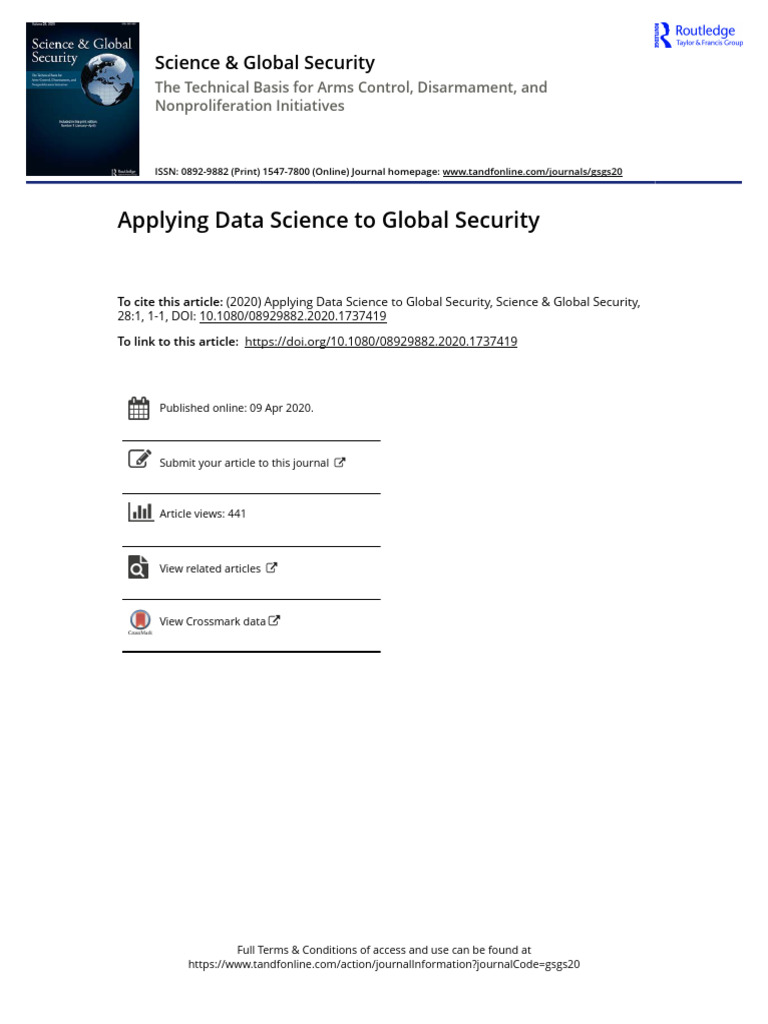 00-Applying Data Science To Global Security | PDF | Nuclear Weapons | Computer Security