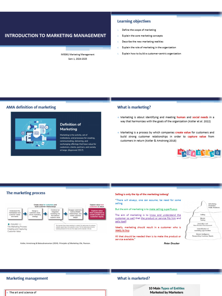 (MM) L1 - Introduction To Marketing Management | PDF | Marketing | Customer