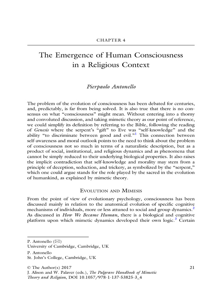 The_Emergence_of_Human_Consciousness_in | PDF | Consciousness | Rituals