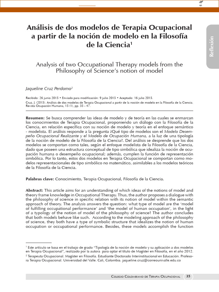 Análisis de Dos Modelos de Terapia Ocupacional - NO | PDF | Teoría ...