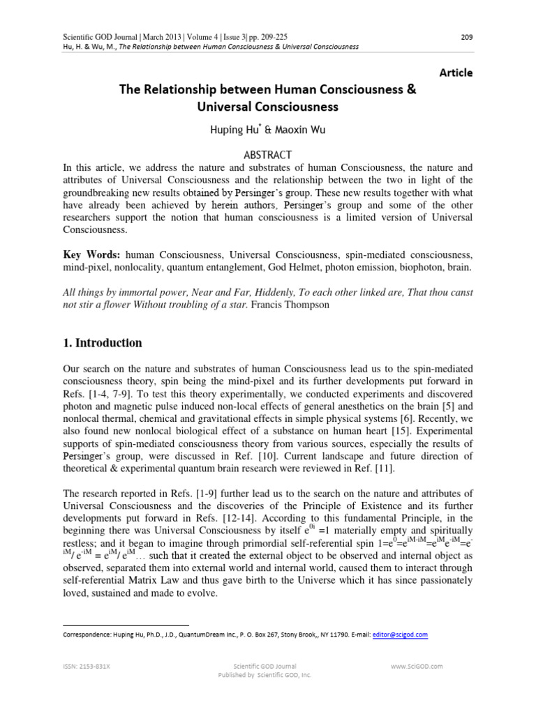 The Relationship Between Human Conscious | PDF | Gravity | Emission ...