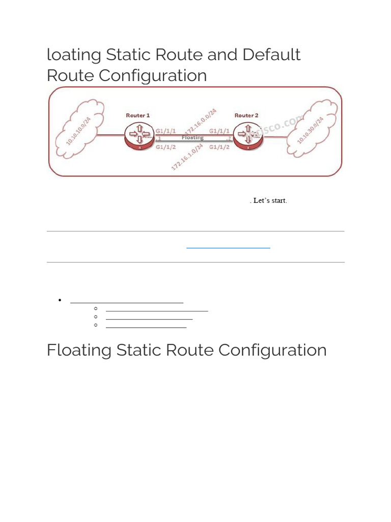Loating Static Route and Default Route Configuration | PDF | Routing | Computing