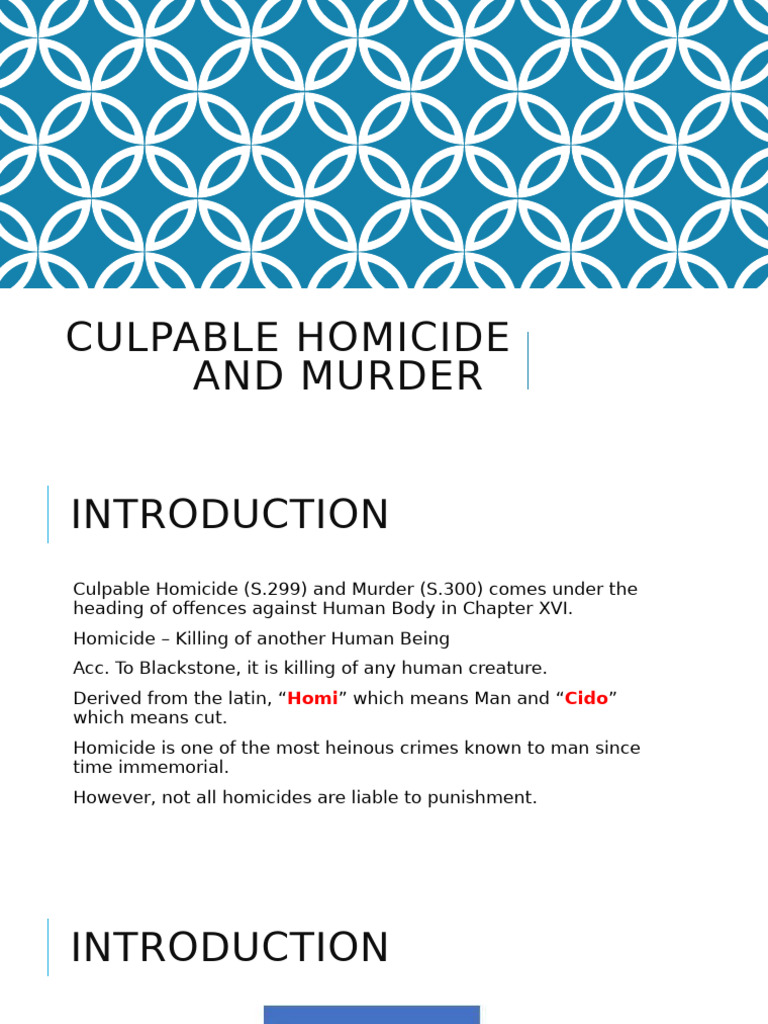 Culpable Homicide and Murder | PDF | Murder | Homicide