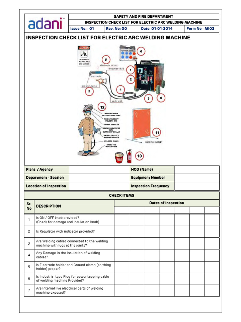 17. Inspection checklist for welding macine. | PDF