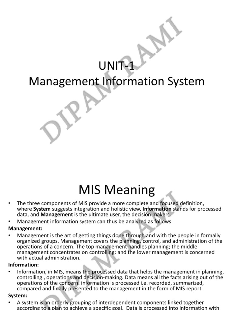 MIS FUnit 1 | PDF