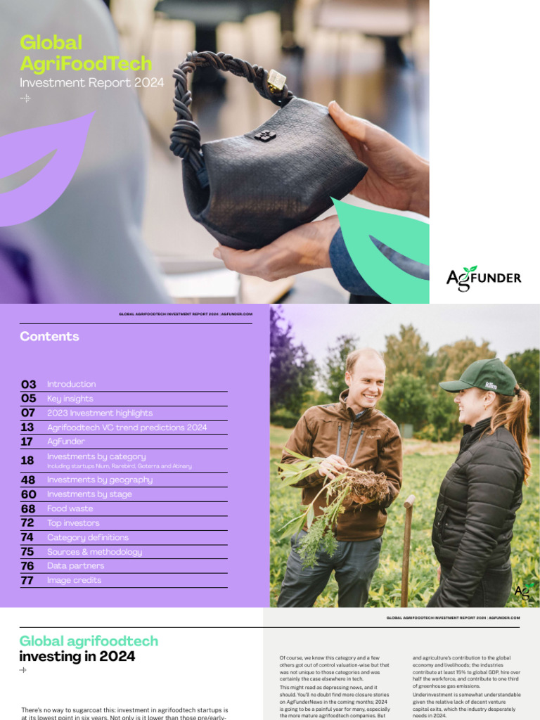 Agfunder Global Agrifoodtech Investment Report 2024 1 | PDF | Venture ...