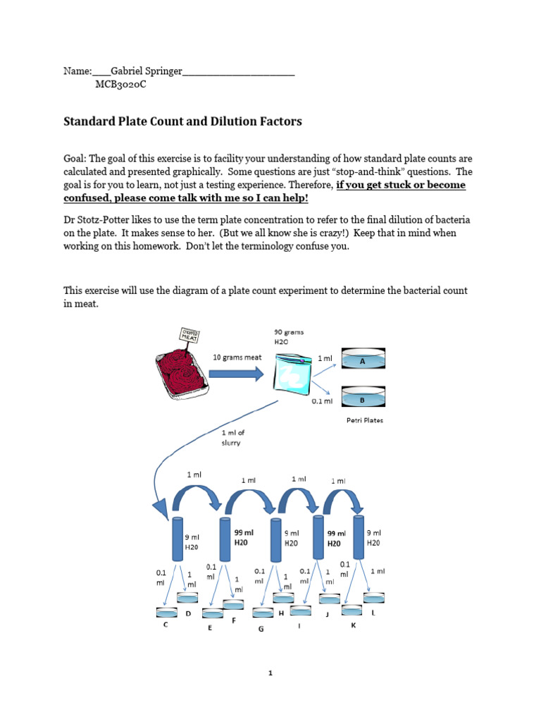 Standard Plate Count and Dilution Factors | PDF | Colony Forming Unit