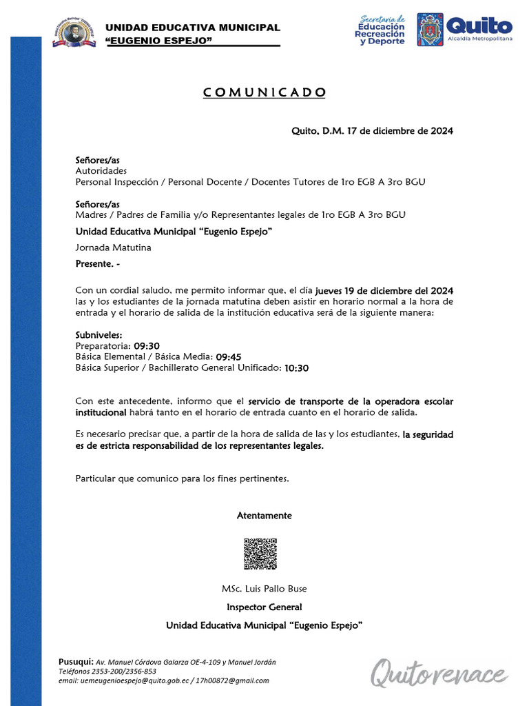 Comunicado Repres. Jornada Jueves 19-12-2024-Signed | PDF