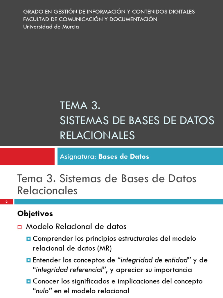 Modelo Relacional de Bases de Datos | PDF | Base de datos relacional | Bases de datos