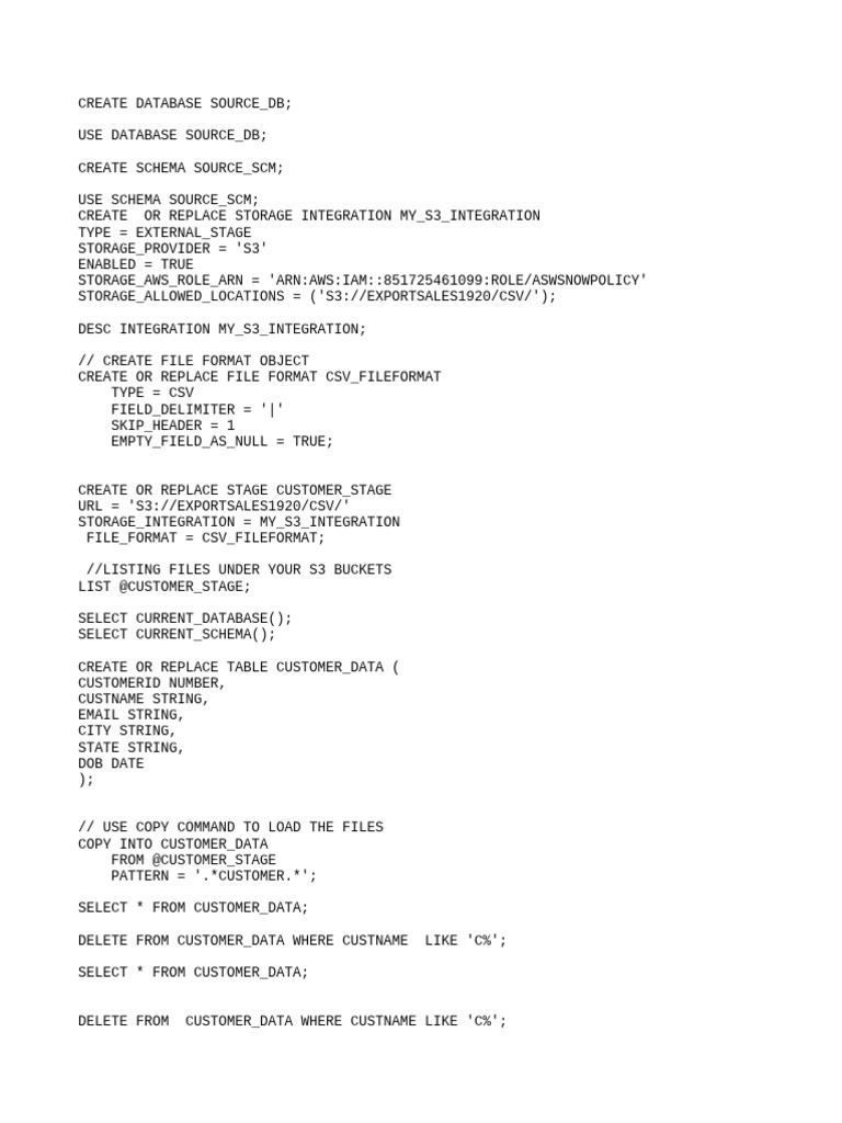 Snowflake Commands | PDF