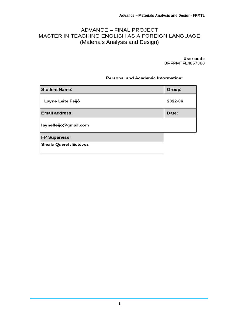Advanced 1 Layne Feijó - Material Analysis and Design | PDF | Cognition ...