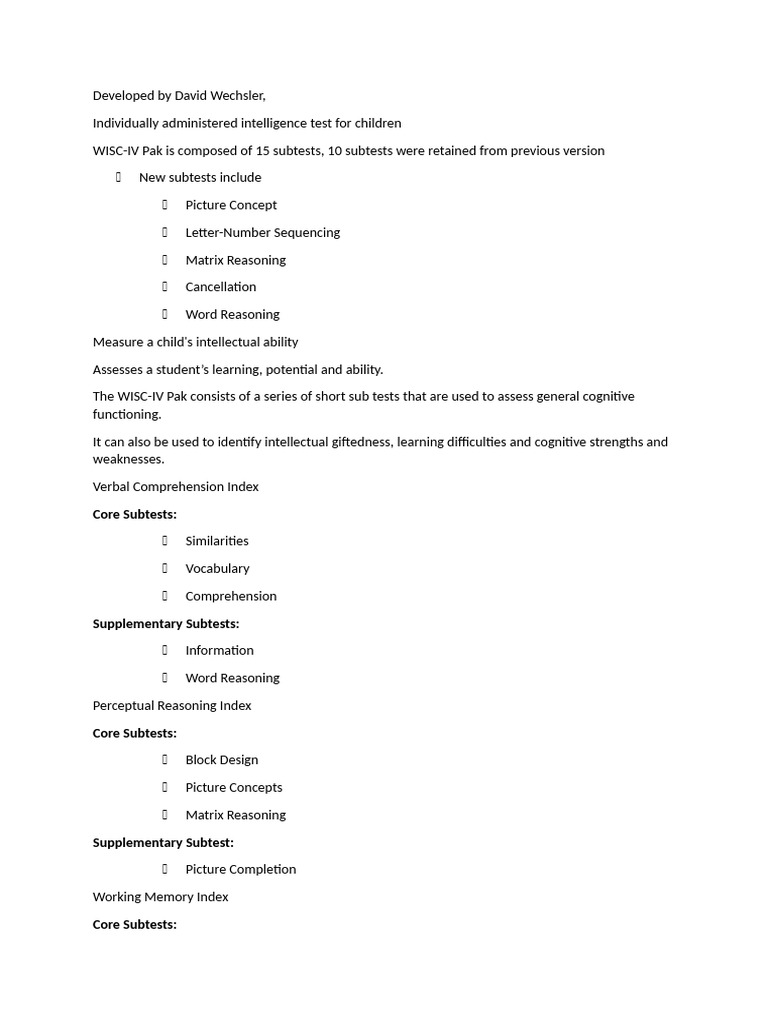 David Wechsler LECTURE | PDF | Wechsler Adult Intelligence Scale ...
