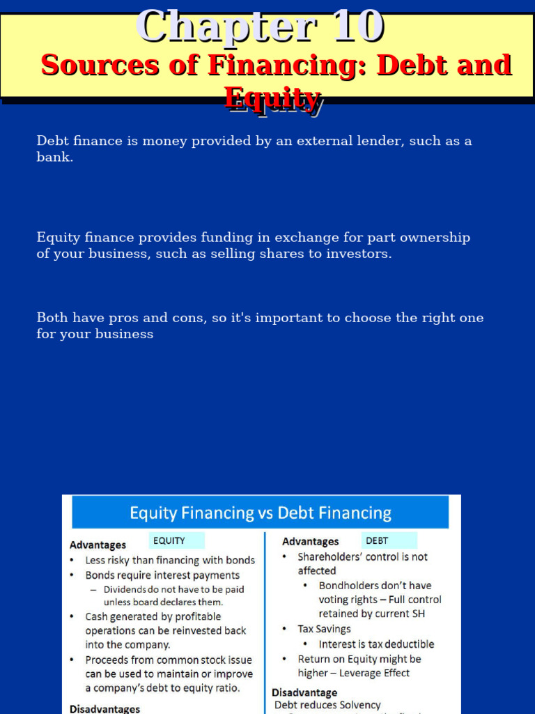 Debt vs. Equity Financing Guide | PDF