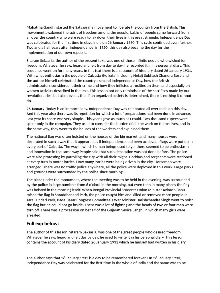 Sitaram Seksaria's Diary: 26 Jan 1931 | PDF | Kolkata