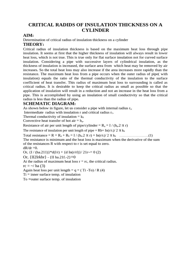 Critical_Radius | PDF | Thermal Insulation | Heat Transfer