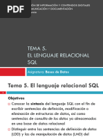Guía SQL: LDD y LMD en MySQL | PDF | SQL | Bases de datos