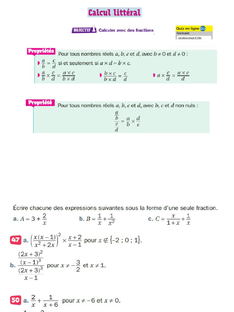 C4-Calcul Littéral | PDF