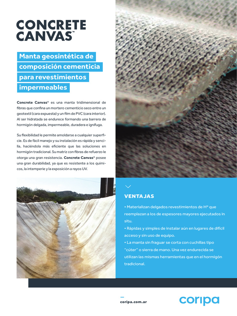 Vte Mantas Cementicias Concrete Canvas 200522 | PDF | Hormigón ...