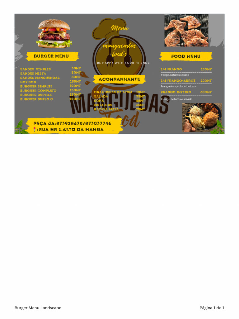 Burger Menu Landscape PDF | PDF