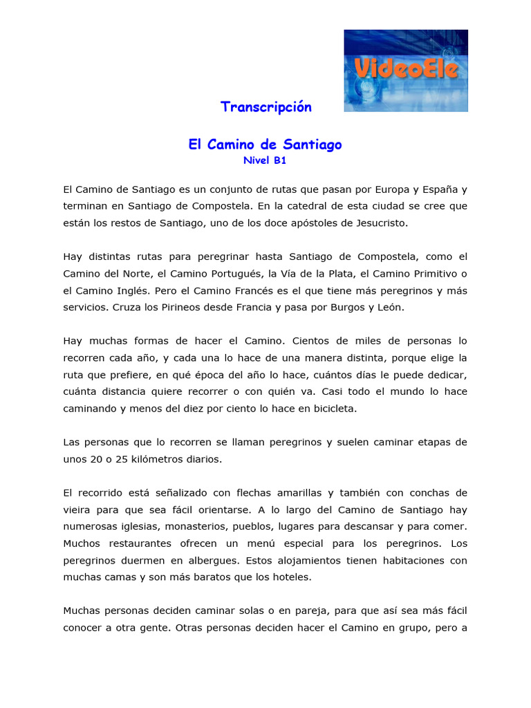 Guía del Camino de Santiago B1 | PDF | Camino de santiago | Santiago de ...