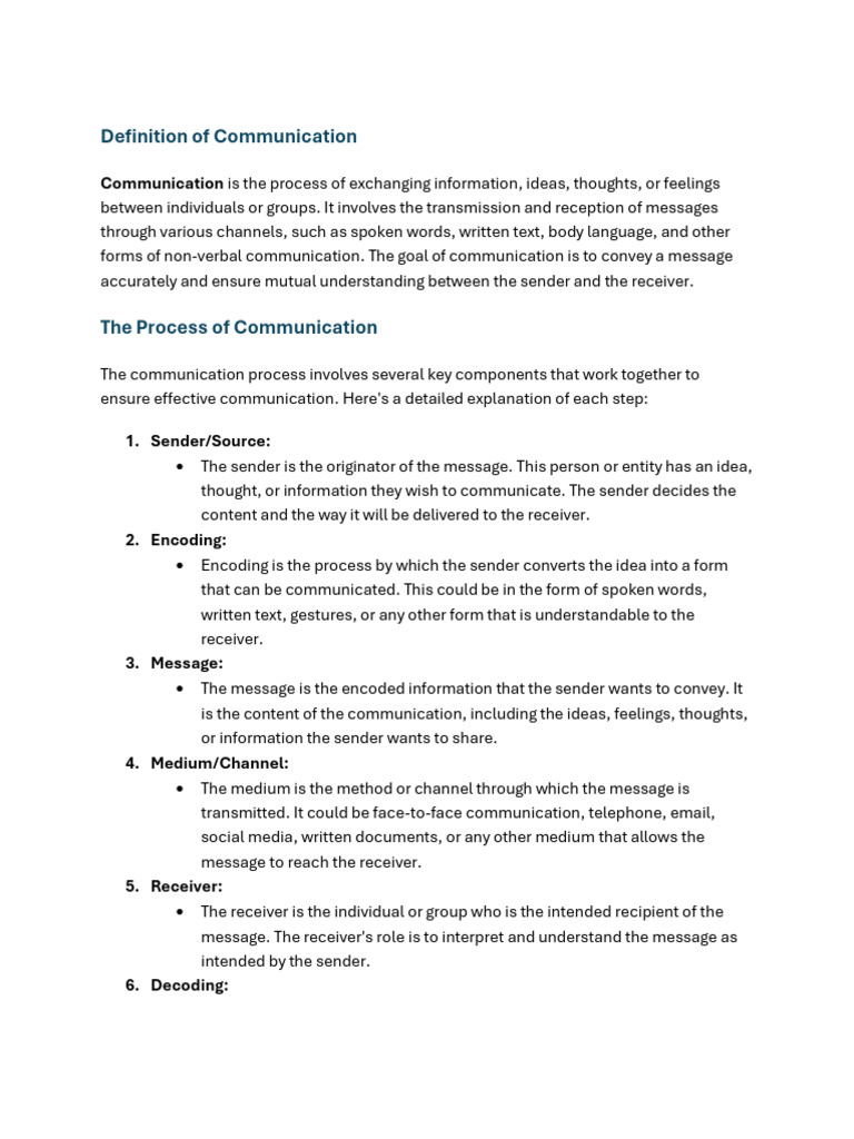 Definition of Communication | PDF | Communication | Information