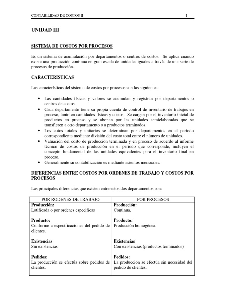 Sistema de Costos por Procesos | PDF | Costo | Contabilidad