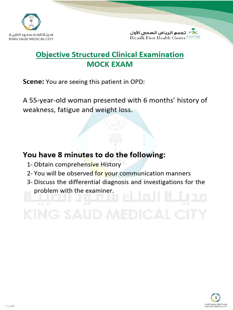 4B-OSCE KSMC Adrenal Insufficiency | PDF | Diseases And Disorders | Clinical Medicine