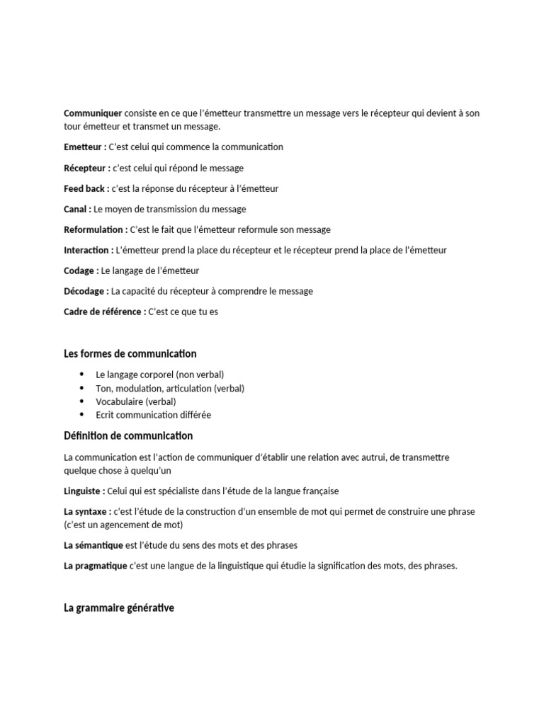 Techniques de communication en français | PDF | la communication ...