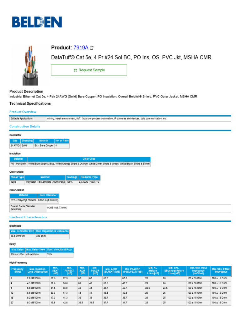 Item 6 BELDEN 7919A - Techdata | PDF | Information | Electricity