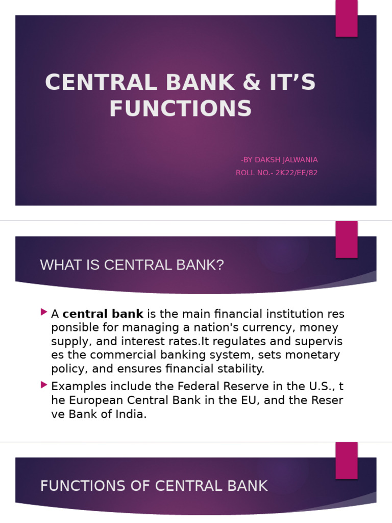 Central Bank Roles Explained | PDF | Banks | Central Banks