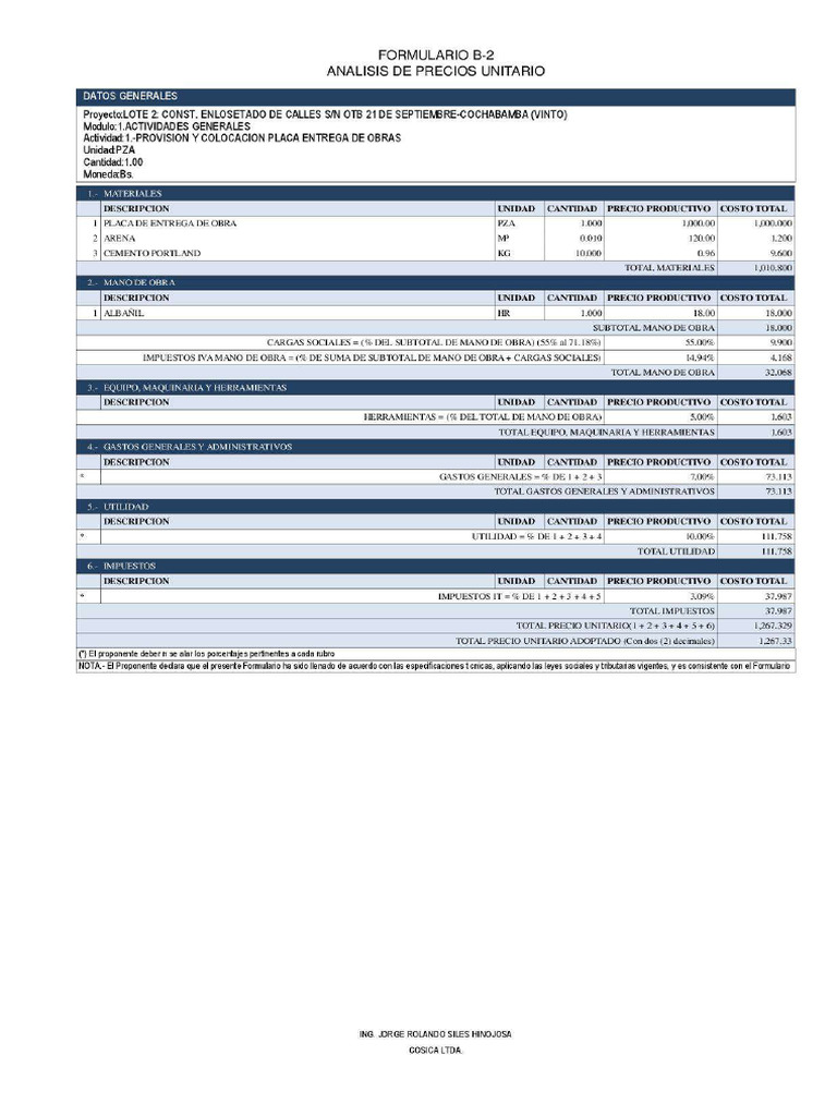 4.Análisis de precios unitarios | PDF