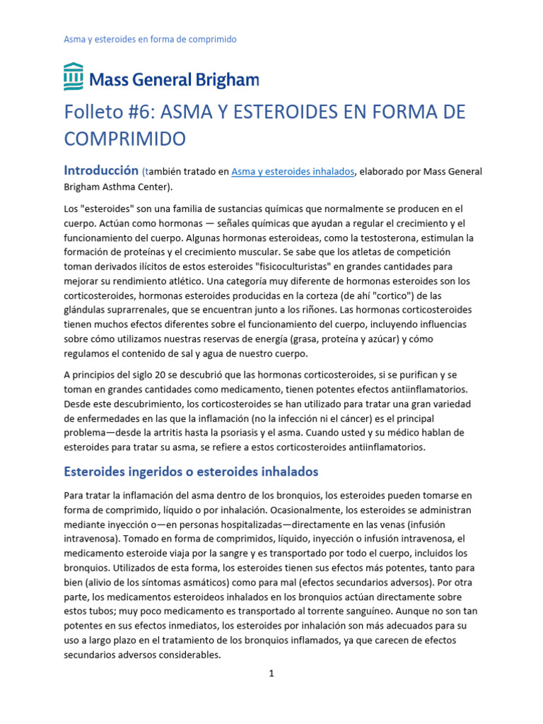 Asthma Steroids Tablet Es | PDF | Corticosteroides | Asma