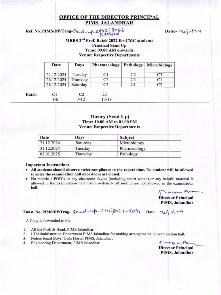 Revised MBBS 2nd Prof. Batch 2022 Send Up CMC Students | PDF | Medicine ...