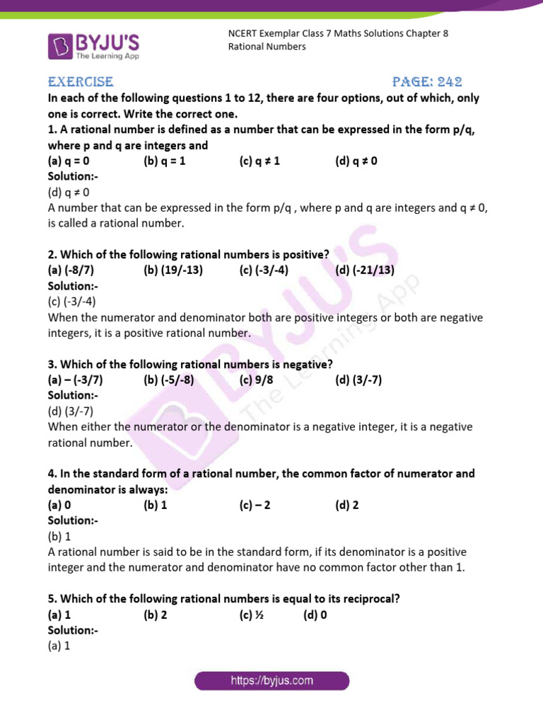 class 7 worksheet ch 8 | PDF | Numbers | Rational Number