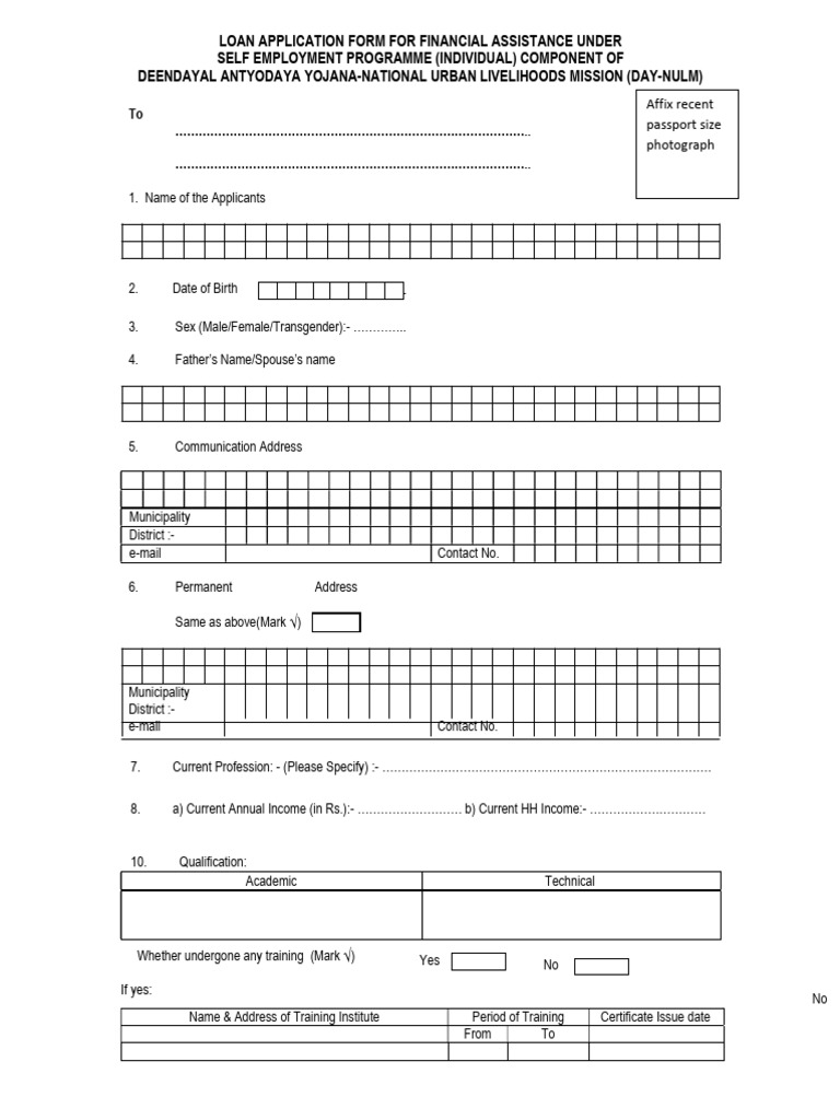 Alpsankhyak Loan Application Form | PDF