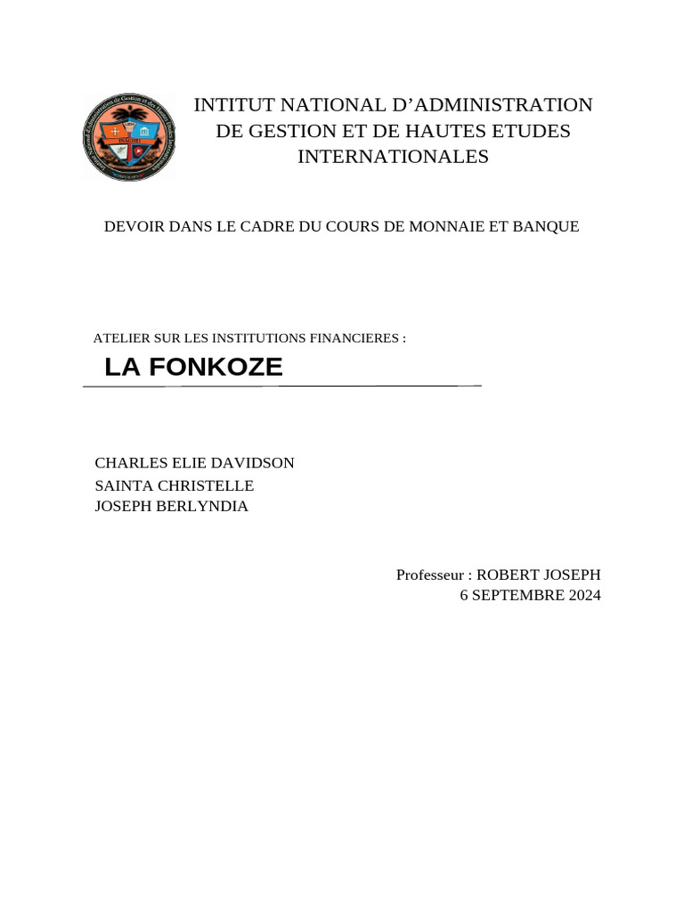 Fonkoze : Microfinance et Impact Social | PDF | Microcrédit | Prêts