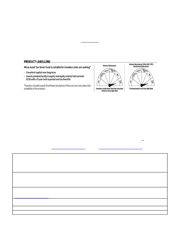 Sid Mirae Asset Elss Tax Saver Fund 29-06-2024 | PDF | Securities (Finance) | Investment Management