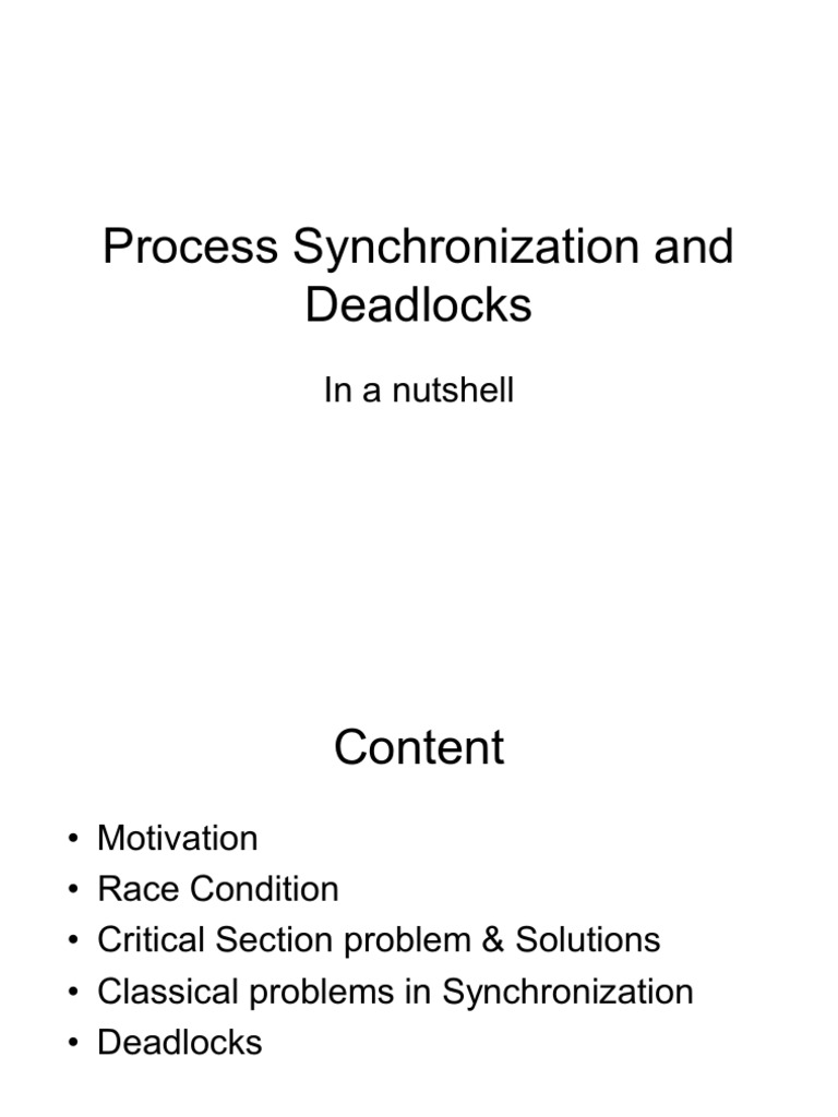 Process Synchronization And Deadlocks 119961623287018 3 Download Free Pdf Operating System