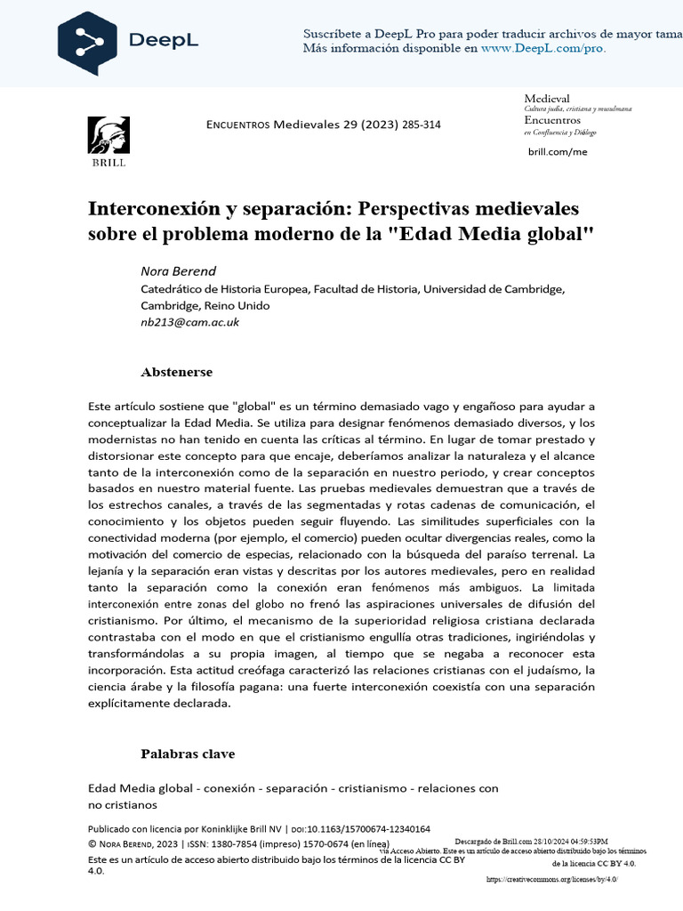 TR.interconnection and Separation Medieval Perspectives on the Modern ...