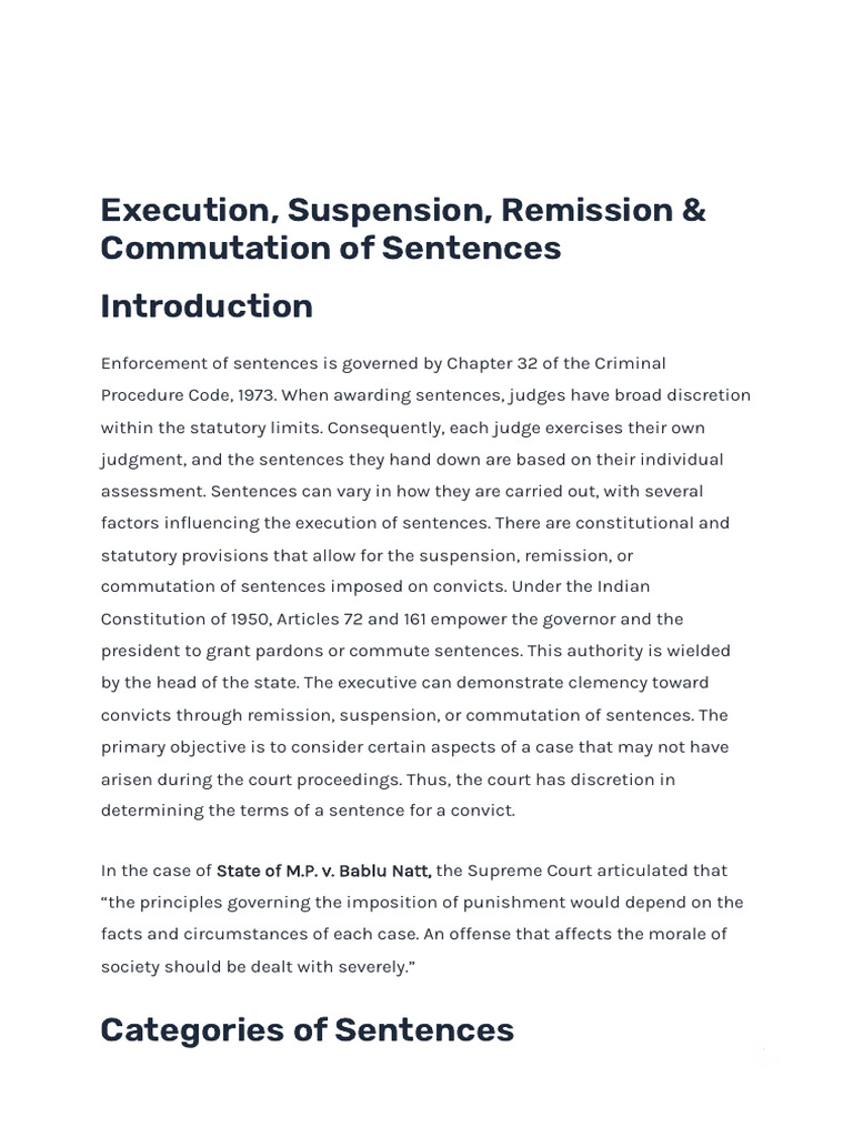 Execution-Suspension-Remission-Commutation-of-Sentences | PDF | Pardon | Fine (Penalty)