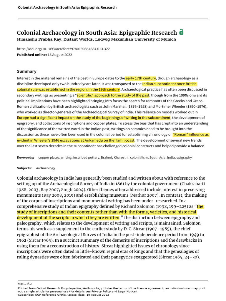 South Asian Colonial Epigraphy | PDF