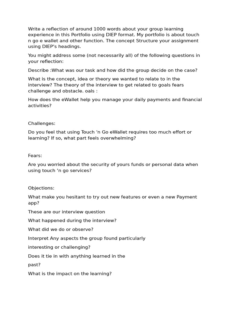 Write a Reflection of Around 1000 Words About Your Group Learning ...